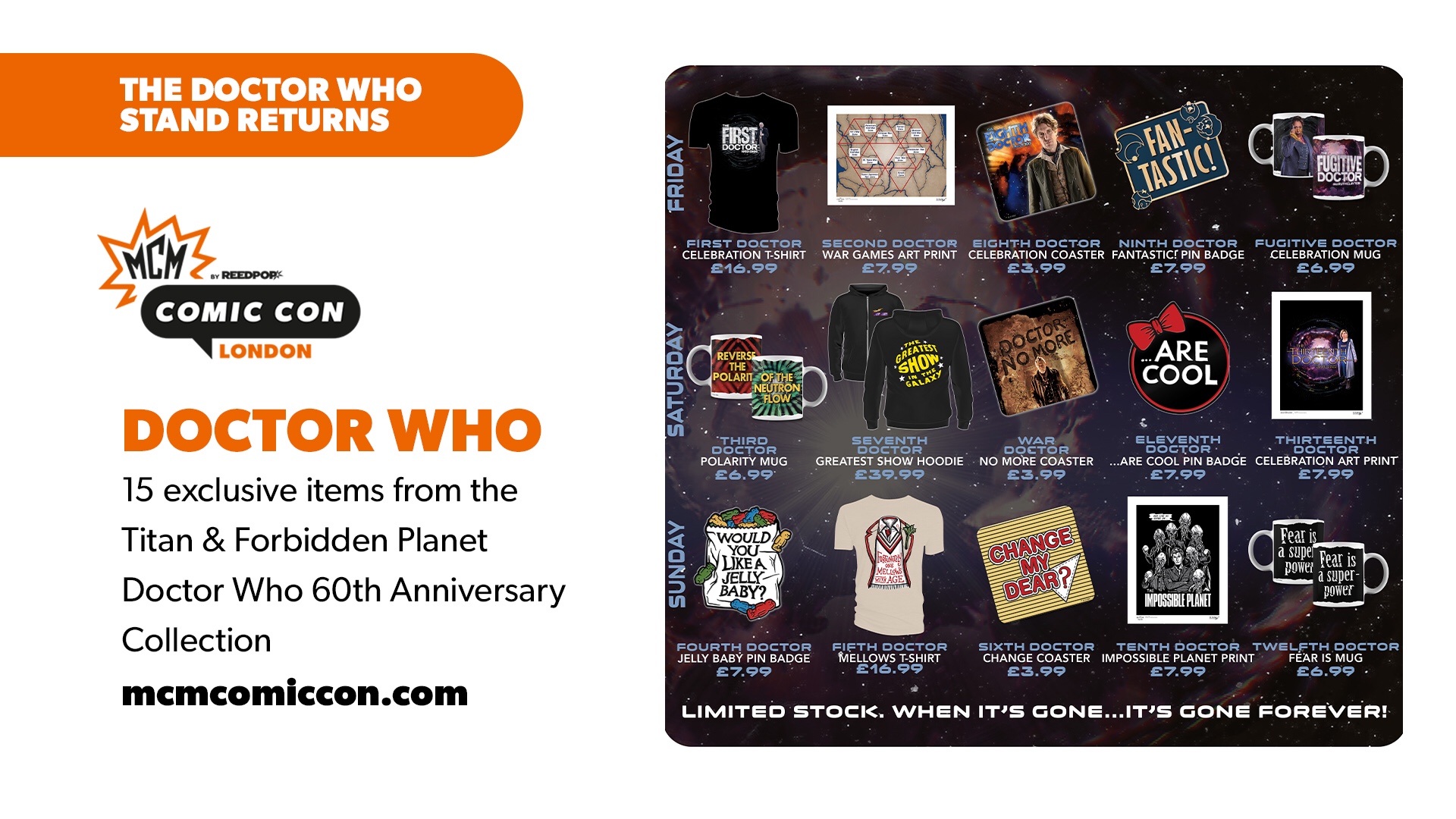 Doctor Who Exclusive Merchandise on sale at MCM London Comic Con next ...