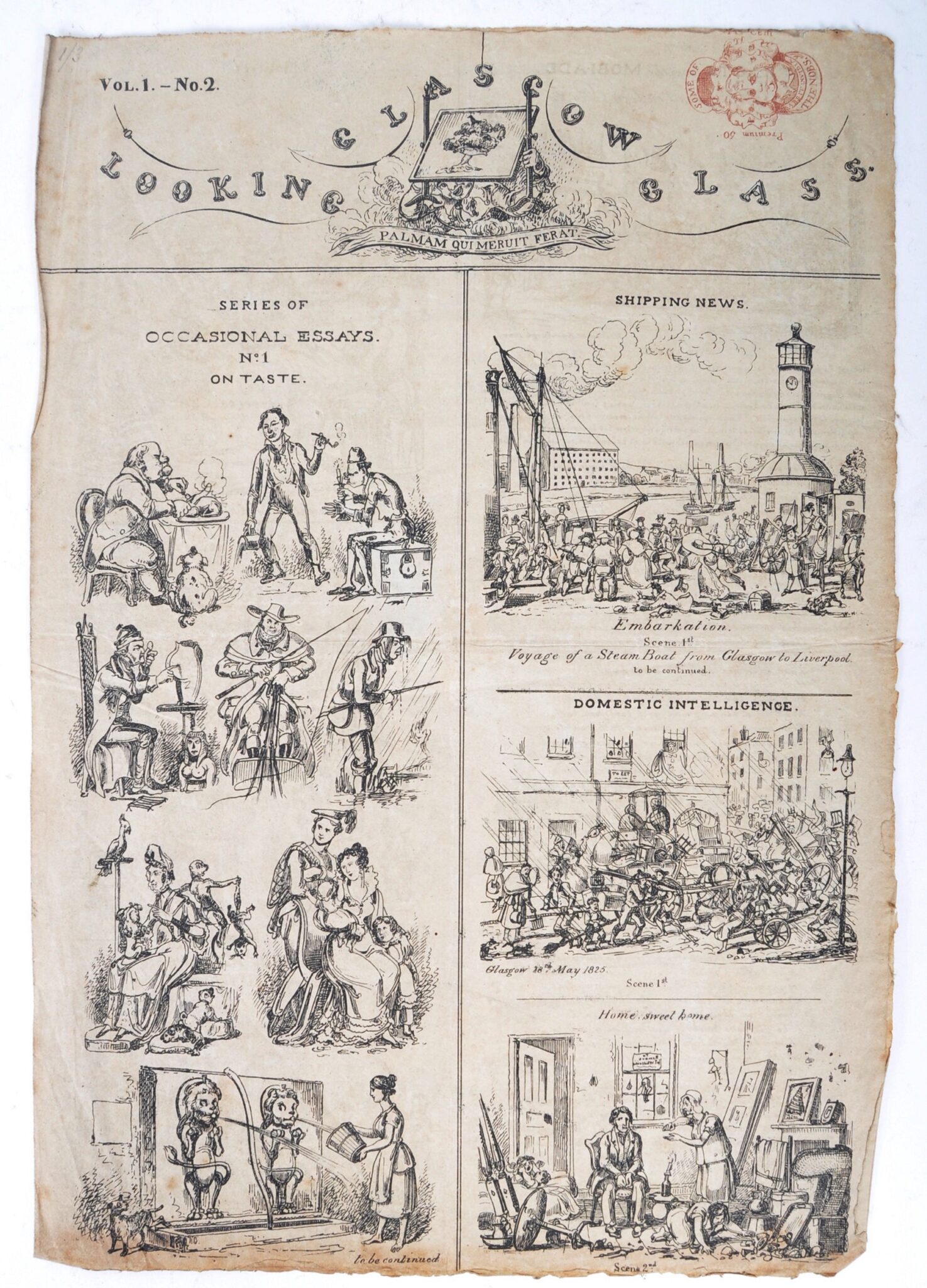 Copy of the world’s earliest printed comic, “Glasgow Looking Glass”, up ...