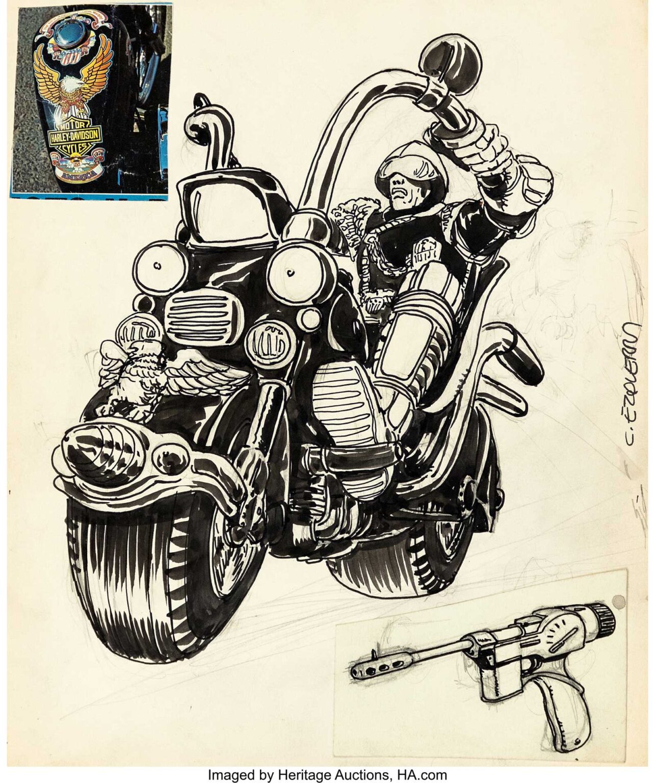 Early Judge Dredd design art by Carlos Ezquerra offered by Heritage ...