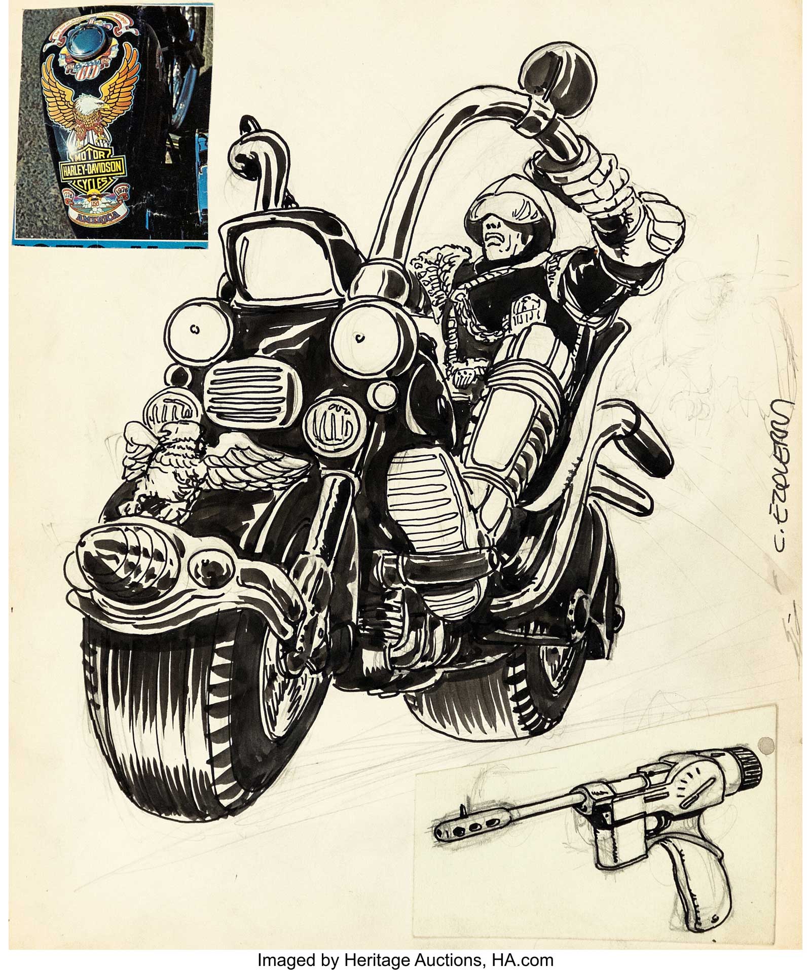 Early Judge Dredd design art by Carlos Ezquerra offered by Heritage ...