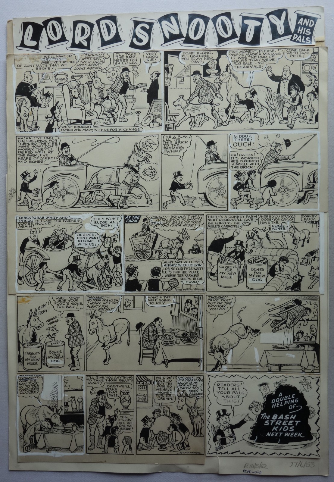 Original “Lord Snooty” art by Dudley Watkins offered at auction ...