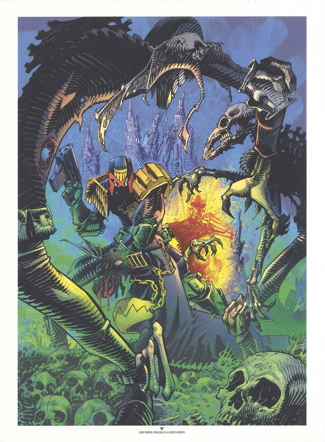 Dredd vs the Dark Judges Art Print by John McCrea drops – downthetubes.net